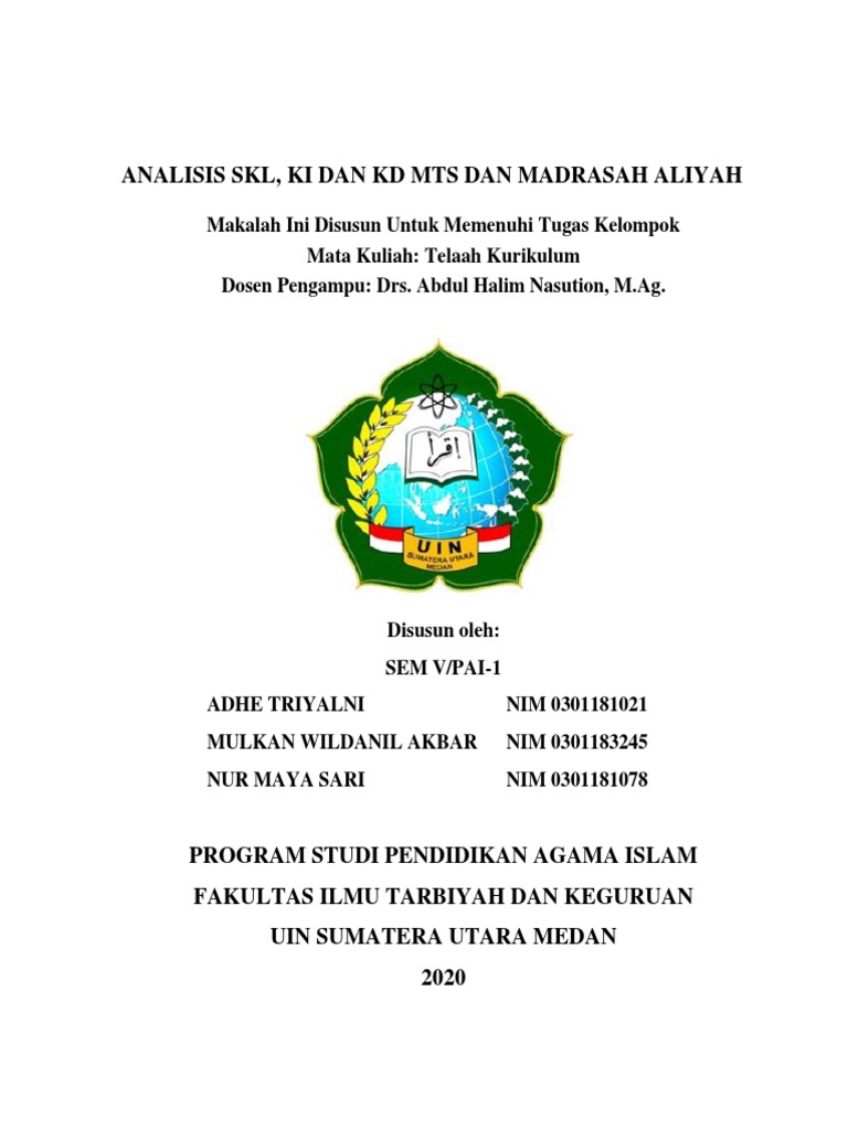 Contoh Analisis SKL Ki Dan KD Pada Mts D | PDF