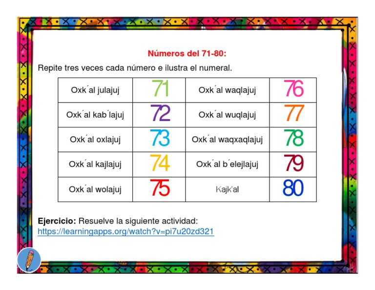 Números Del 71-80 | PDF