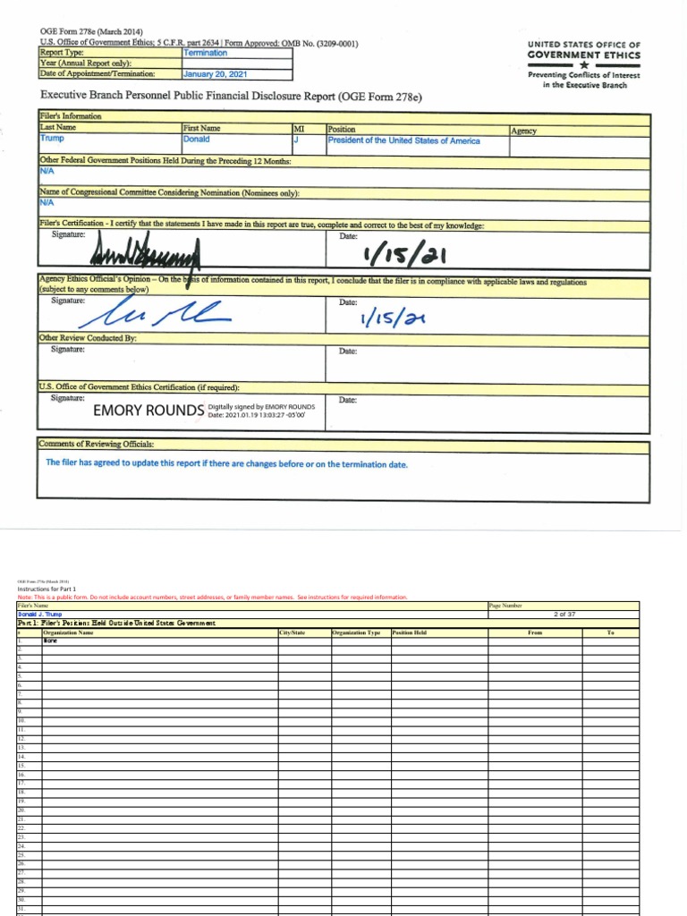 Trump Oge Financial Disclosure Jan 2021 | PDF | Limited Liability ...