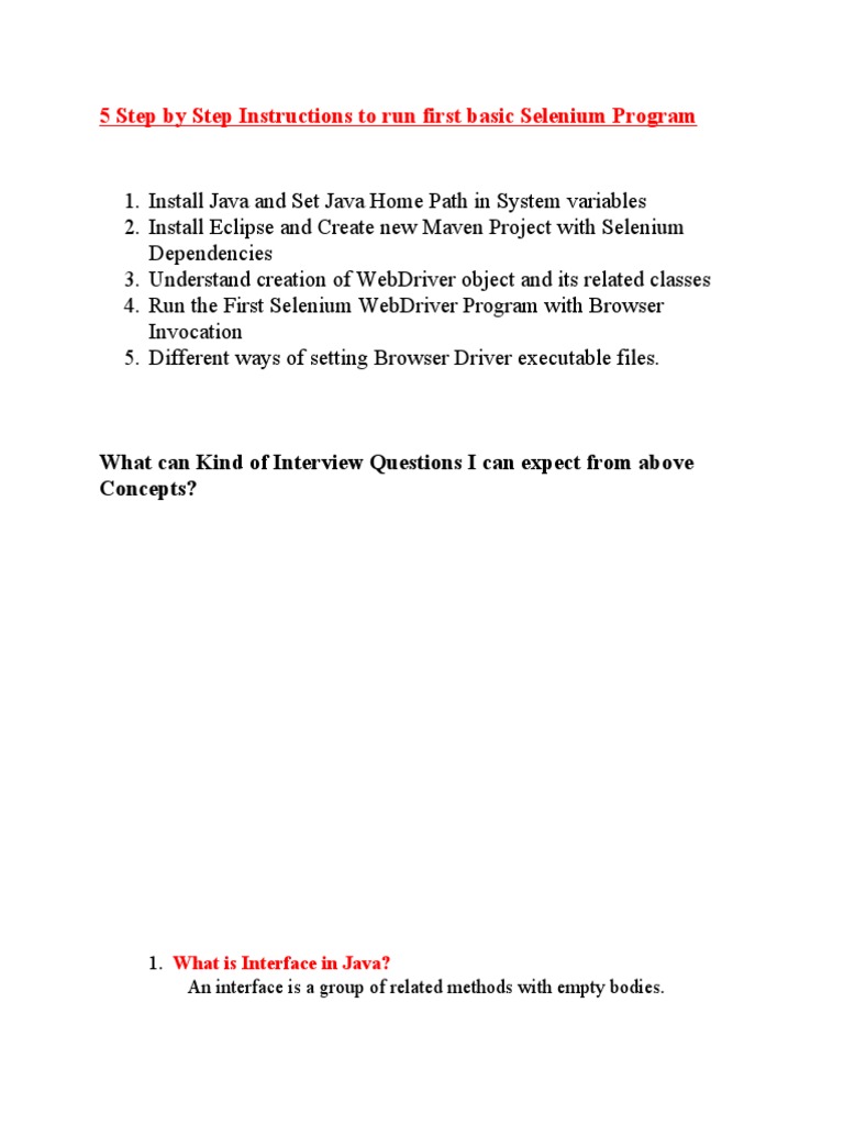 Basic Selenium Setup & Key Concepts | PDF | Selenium (Software) | Class ...
