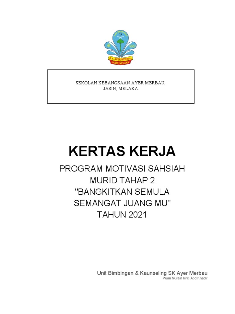 KERTAS KERJA Program Motivasi Sahsiah 2021 Anjuran Luar | PDF