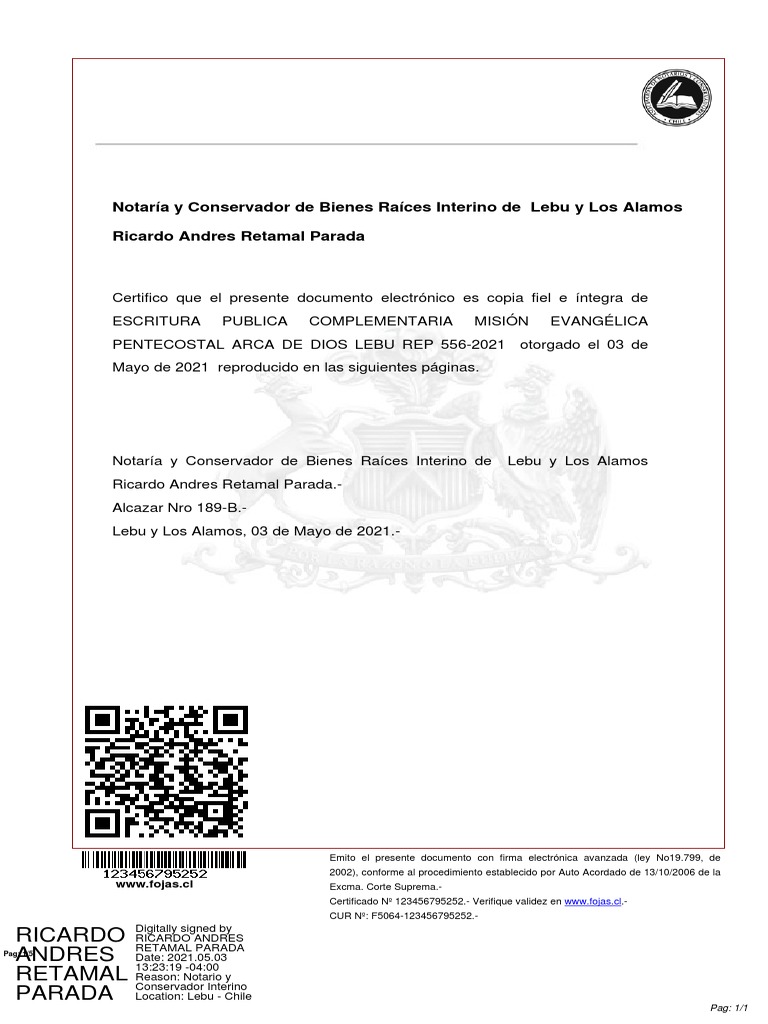 Escritura Complementaria Arca de Dios | PDF