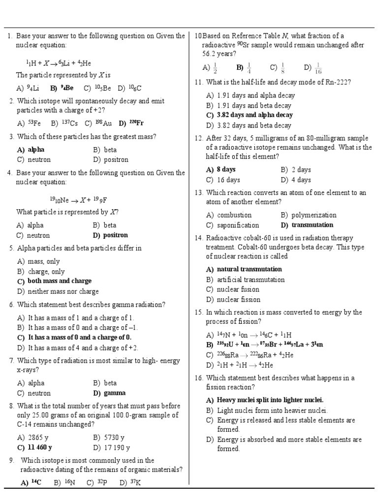 Unit 11 - Nuclear Chemistry Review Packet Key | PDF | Radioactive Decay ...