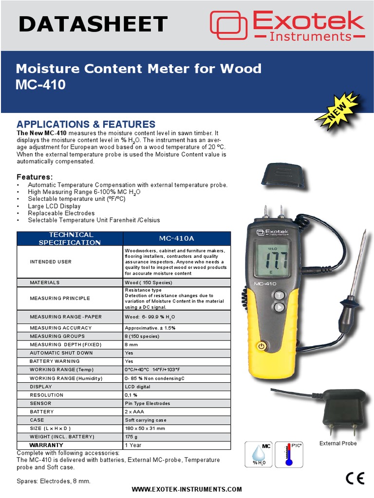 Datasheet: Moisture Content Meter For Wood | PDF | Wood | Humidity