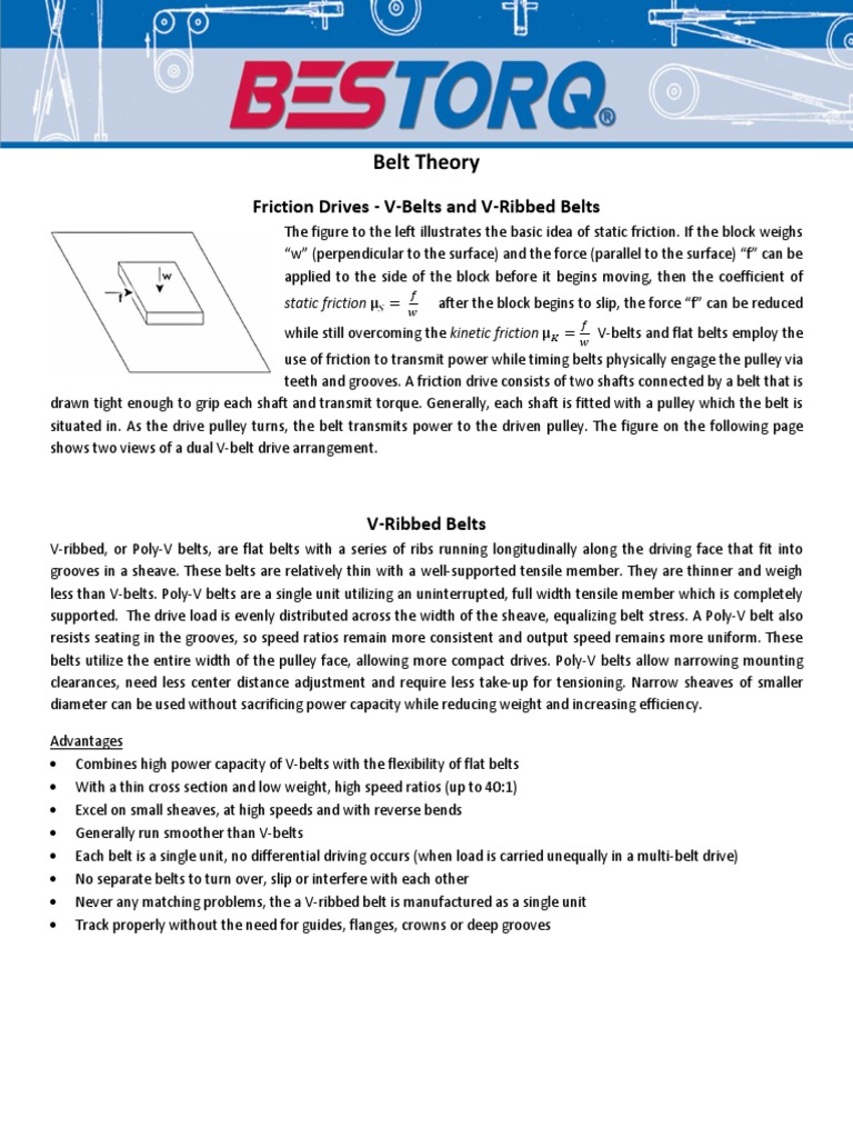 V-Belts and V-Ribbed Belts: Understanding Friction Drives | PDF | Belt ...