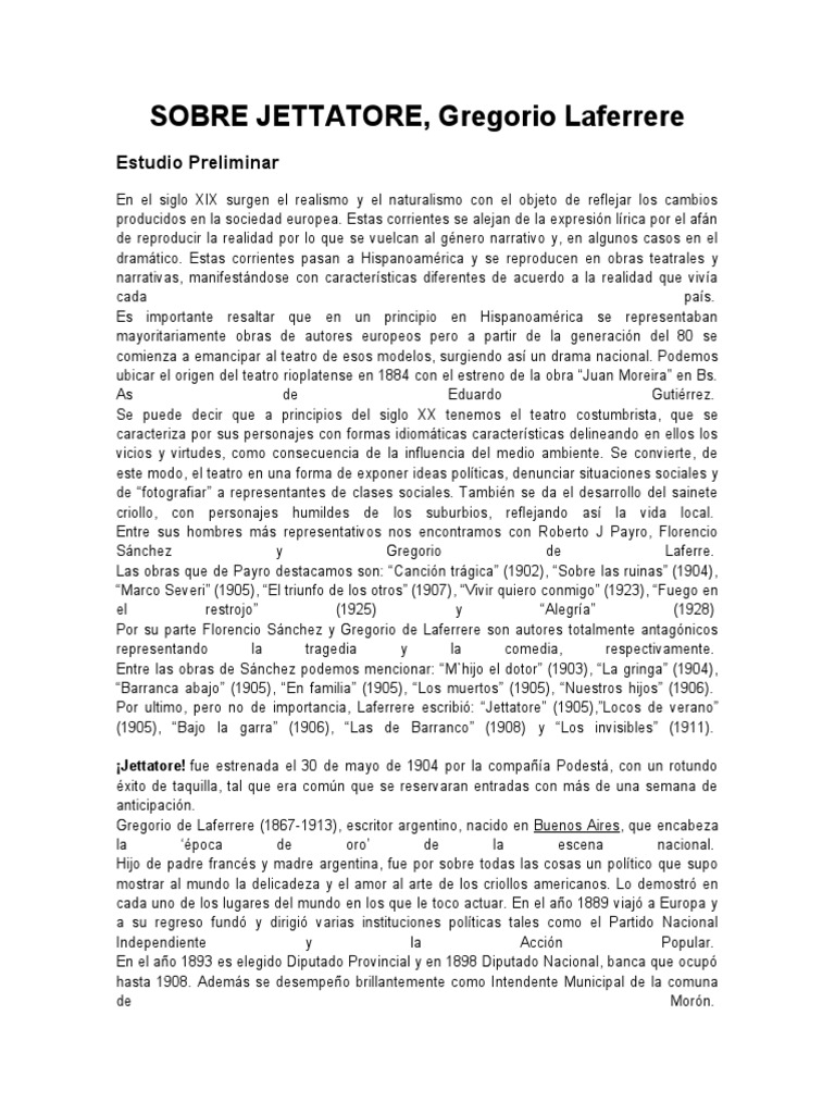 SOBRE JETTATORE (Estudio Preliminar) | PDF | Historia