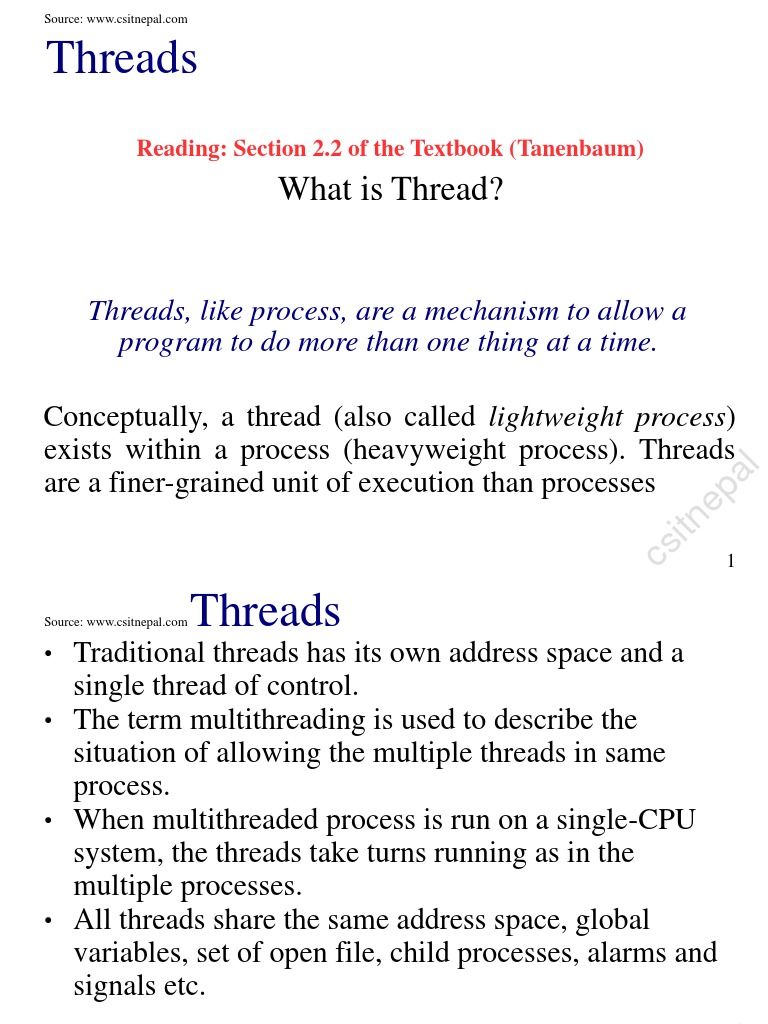 Threads: What Is Thread? | PDF | Thread (Computing) | Kernel (Operating System)