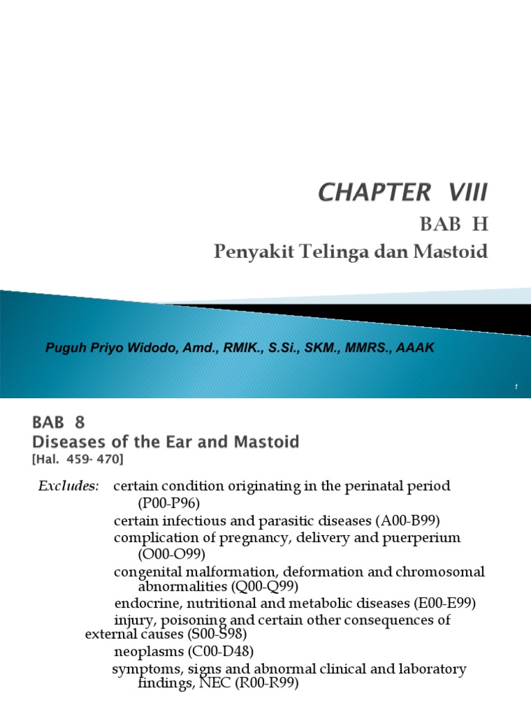 Bab H Penyakit Telinga Dan Mastoid: Puguh Priyo Widodo, Amd., RMIK., S ...