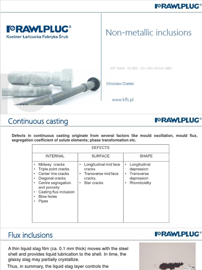Non-Metallic Inclusions | PDF