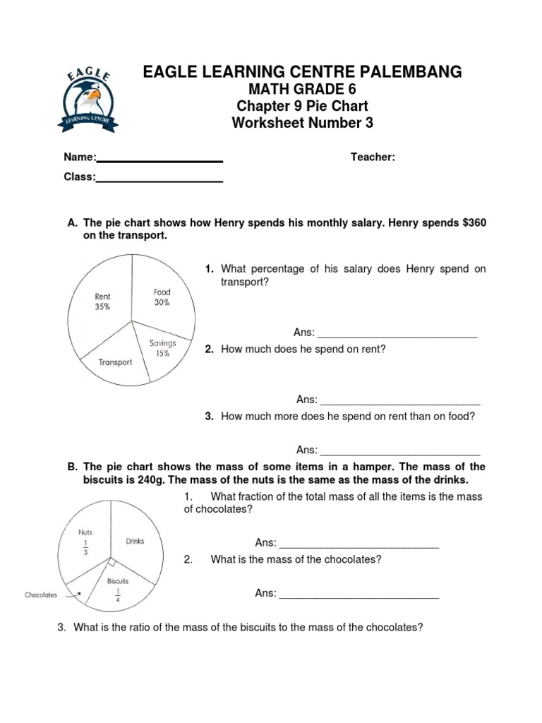 Math Grade 6 Pie Chart Worksheet | PDF