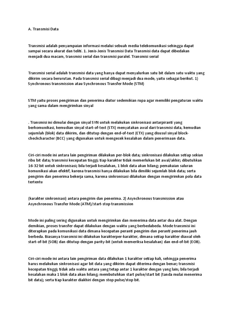 Jenis-jenis Transmisi Data | PDF | Teknologi & Rekayasa