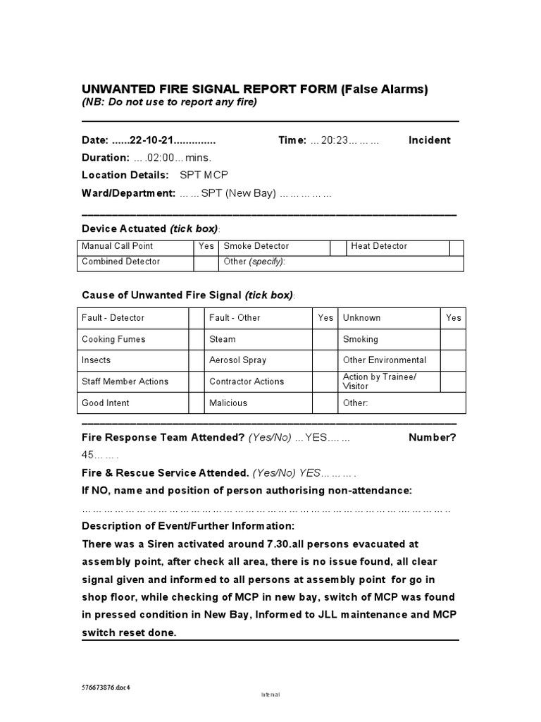 B Shift False Alarm Report | PDF | Safety