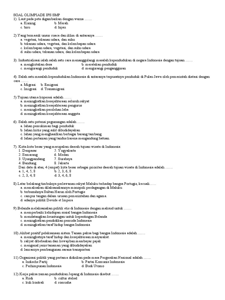 Soal Seleksi Olim Ips | PDF