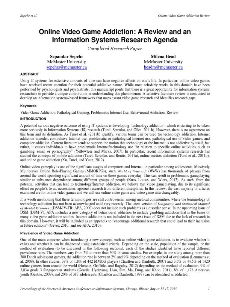 Online Video Game Addiction A Review and | PDF | Diagnostic And ...