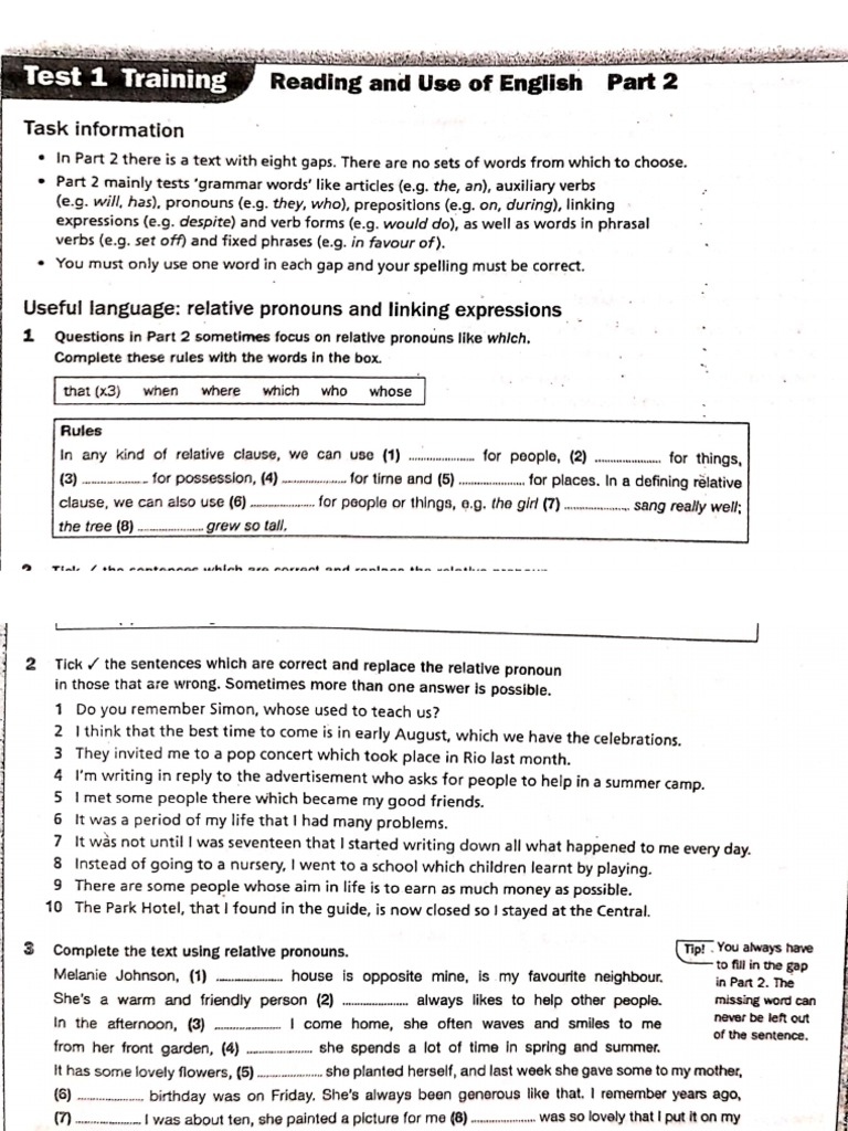 Test1 Training Reading and UOE Part2 | PDF