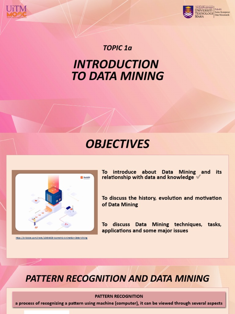 Topic 1a - Introduction To Data Mining | PDF | Data Mining | Pattern ...