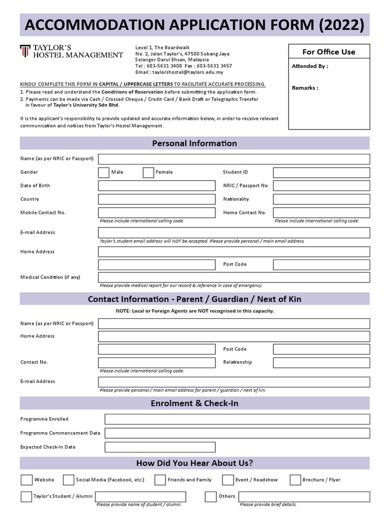 Taylor's Hostel Management Application | PDF | Lease