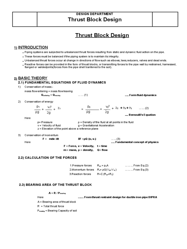 Thrust Block Design and Calculations | PDF | Fluid Dynamics | Force