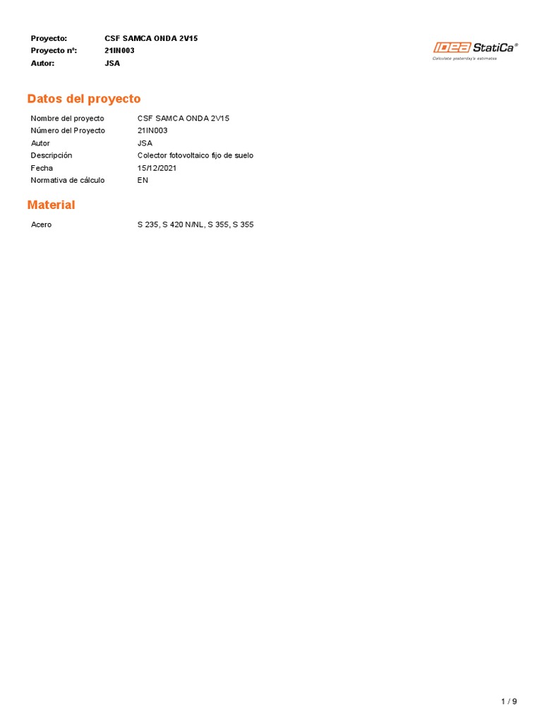 Diseño Estructural de Colector Fotovoltaico | PDF | Tornillo | Ciencia de los Materiales