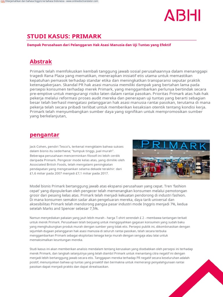 Primark Case Study New Template - En.id | PDF