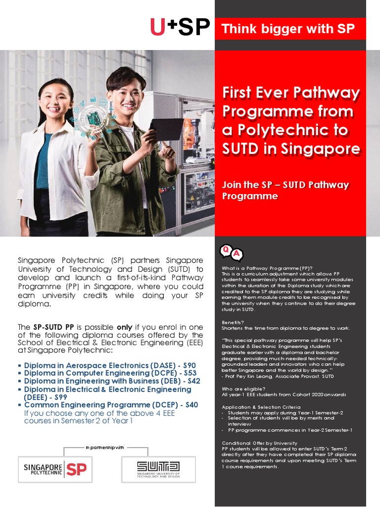 First Ever Pathway Programme From A Polytechnic To SUTD in Singapore ...