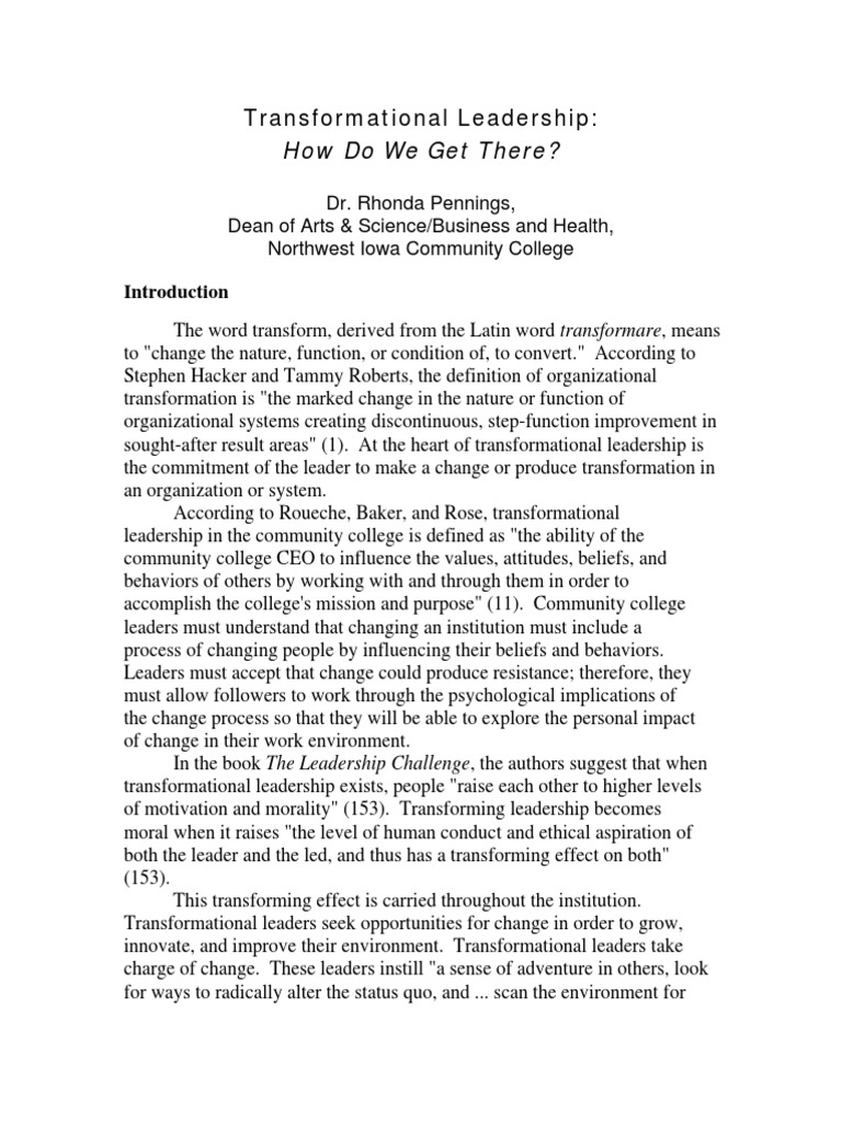 Transformational Leadership:: How Do We Get There? | PDF | Leadership ...