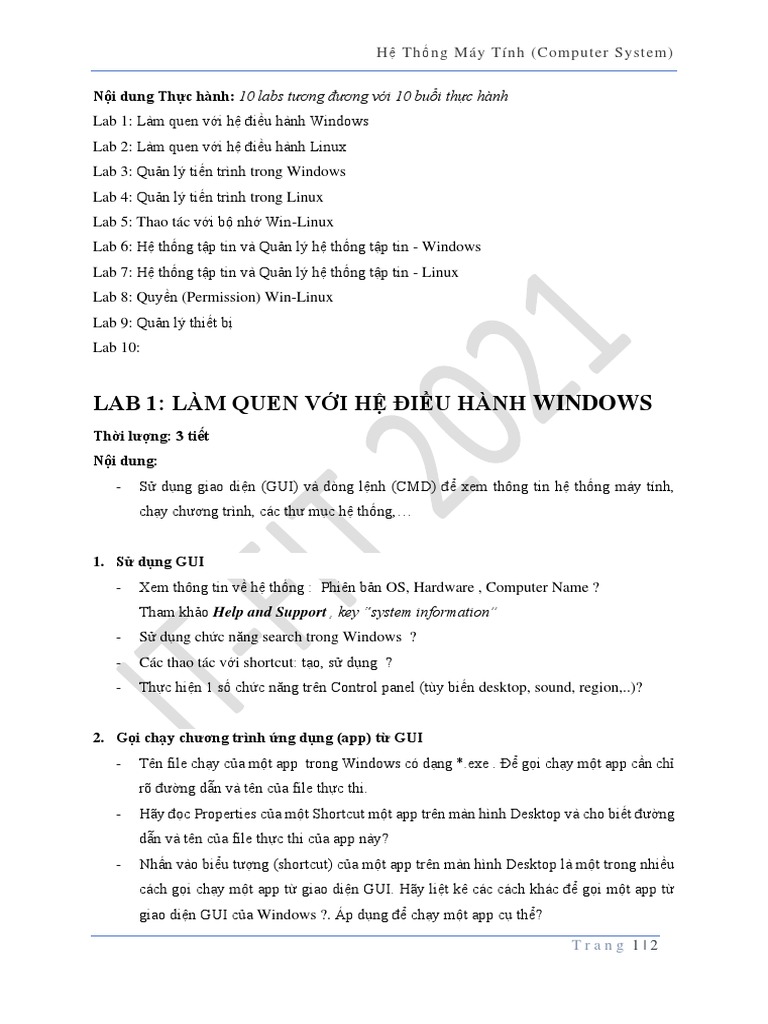 Lab1 - Lam Quen Voi HDH Windows | PDF