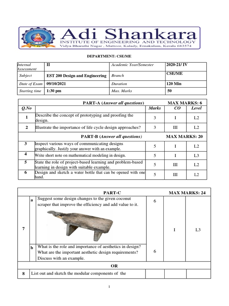 Design Engineering Question Series 2 2021 (1) Selected Question Paper ...