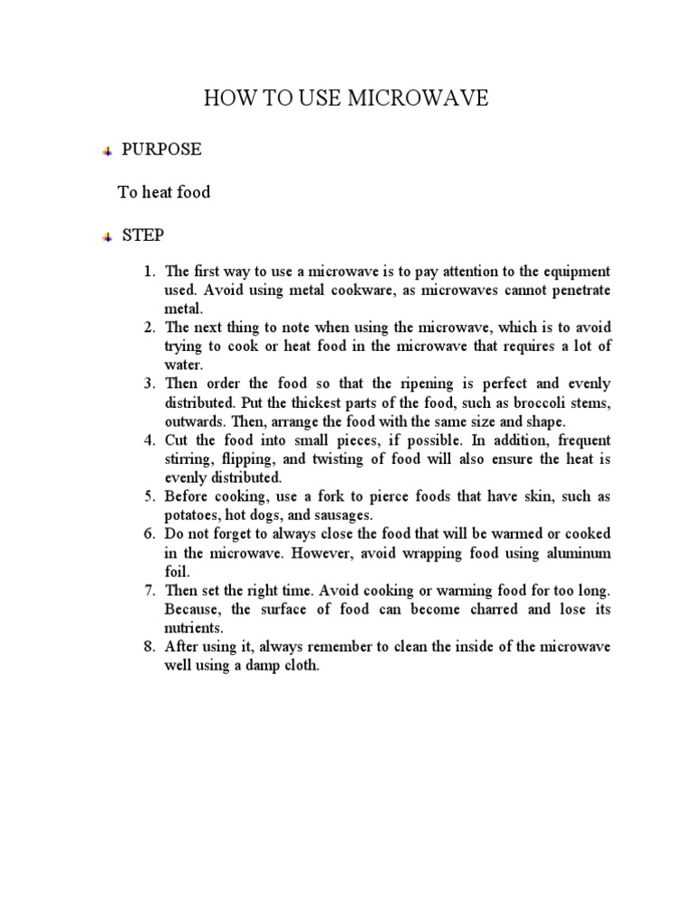 Microwave Tips for Beginners | PDF | Wellness