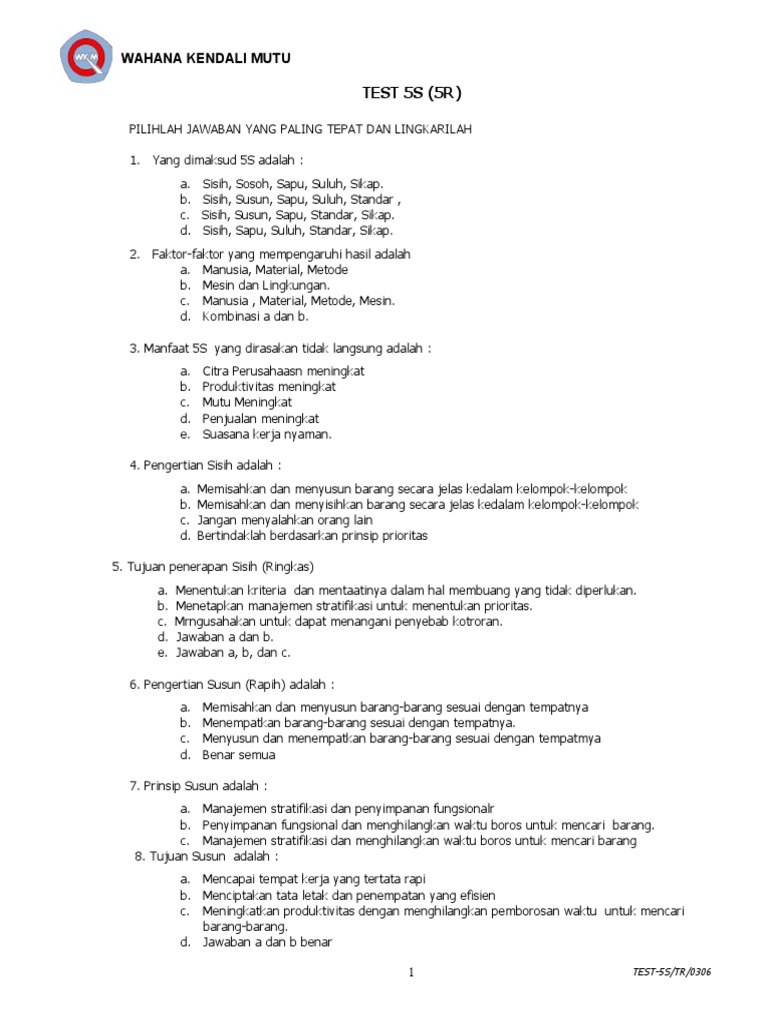 Tes 5S untuk Pengendalian Mutu | PDF