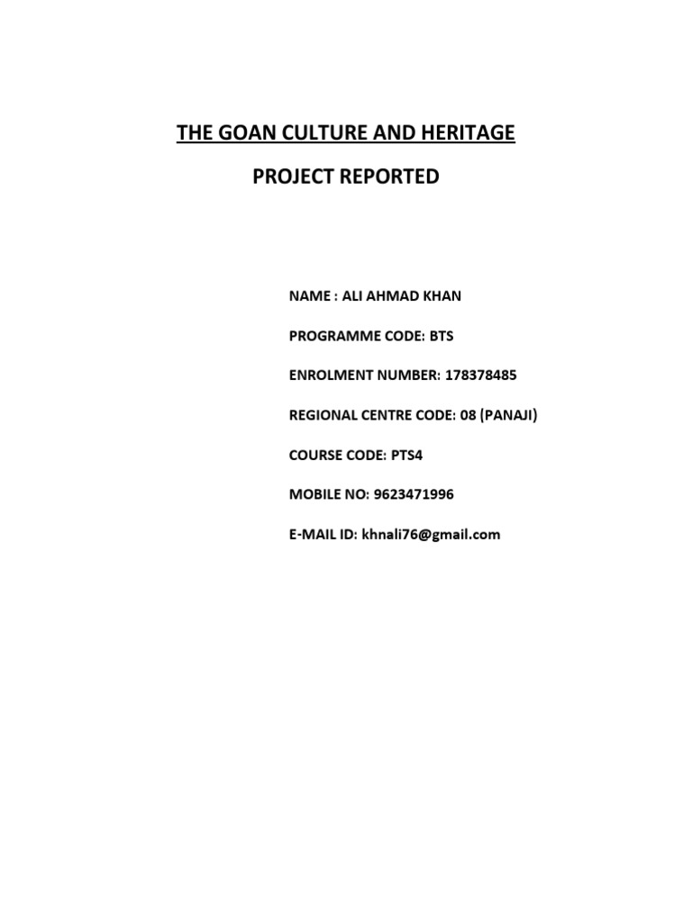 The Goan Culture and Heritage Project Reported | Download Free PDF ...