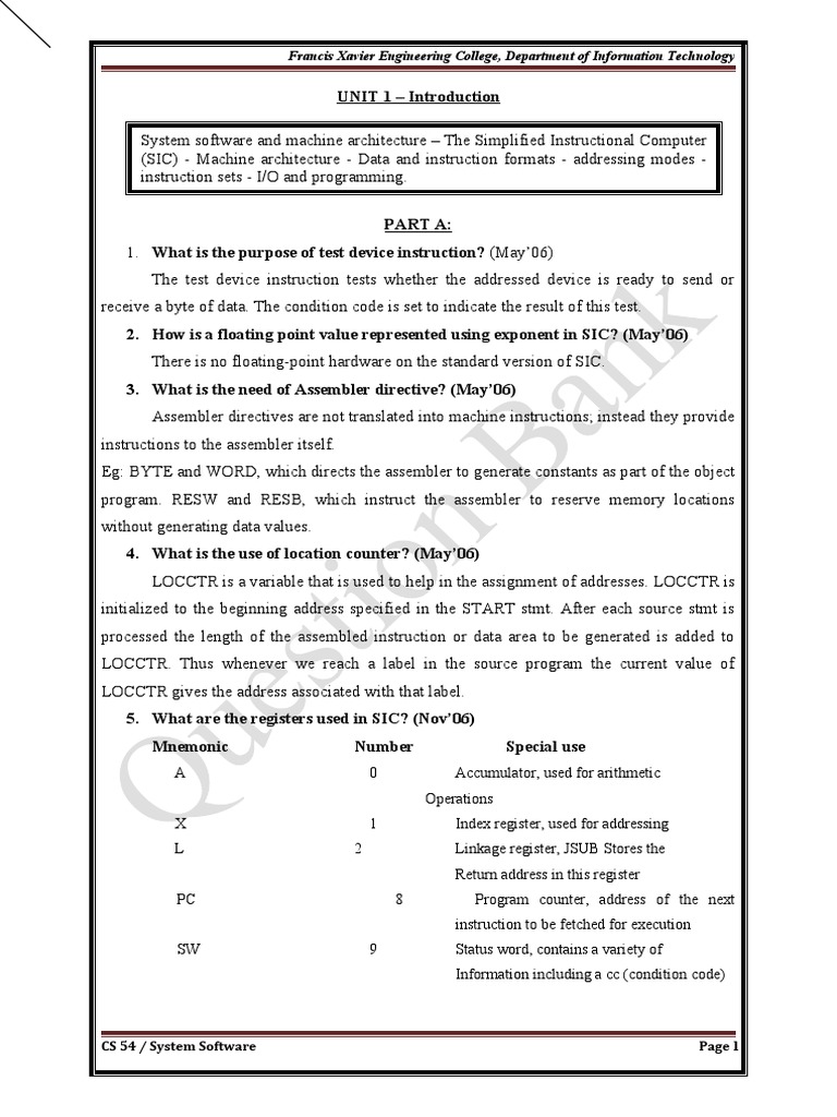 Question Bank | PDF | Assembly Language | Subroutine