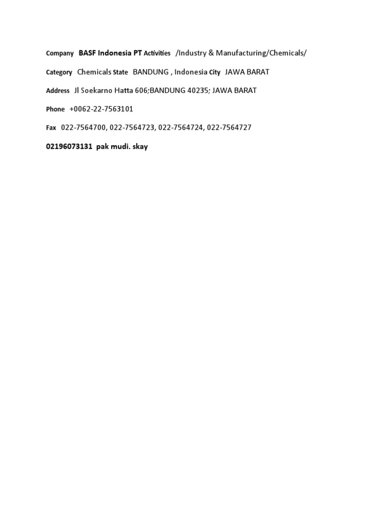 Basf Indonesia | PDF