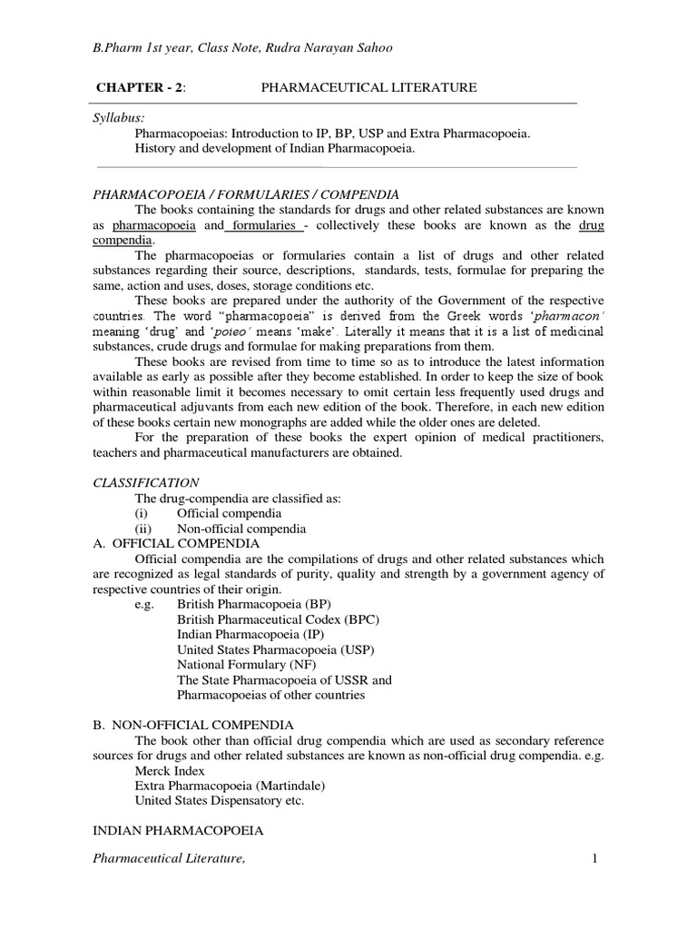B.Pharm 1st Year, Class Note, Rudra Narayan Sahoo | PDF | Medical ...