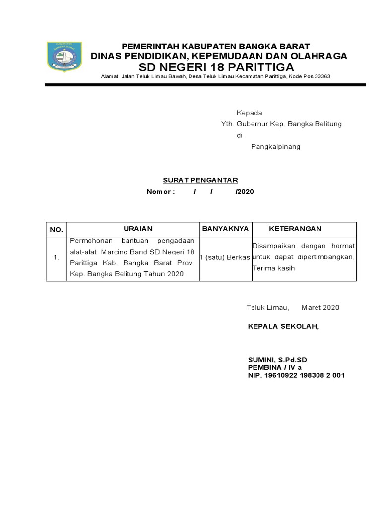 Proposal Pengajuan Dana Untuk Alat Marching Band SD Mak | PDF