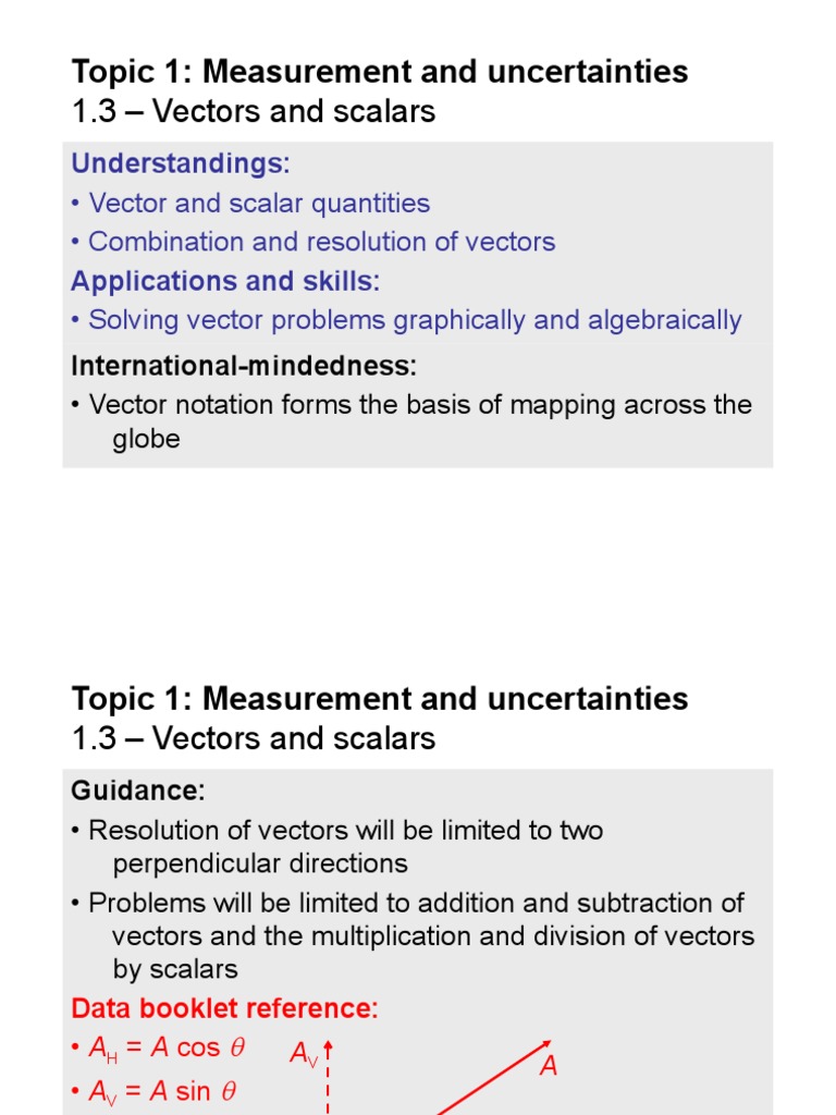 Topic 1.3 - Vectors and Scalars | PDF | Euclidean Vector | Velocity