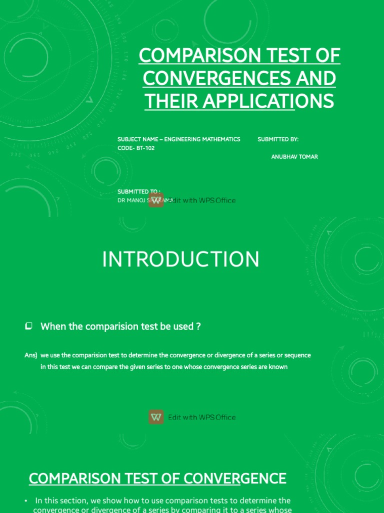 Comparison Test of Convergences and Their Applications | PDF ...