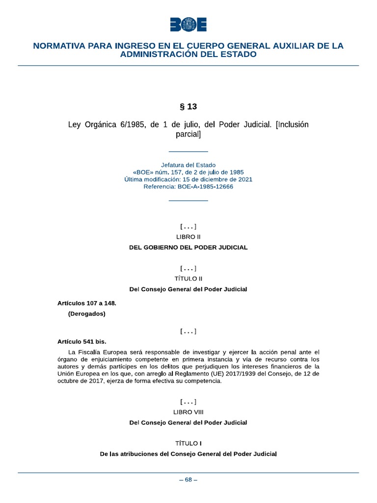 LOPJ Auxiliar Administrativo | PDF