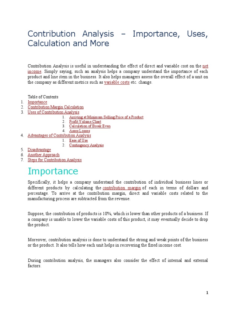 Contribution Analysis - Importance, Uses, Calculation and More | PDF ...