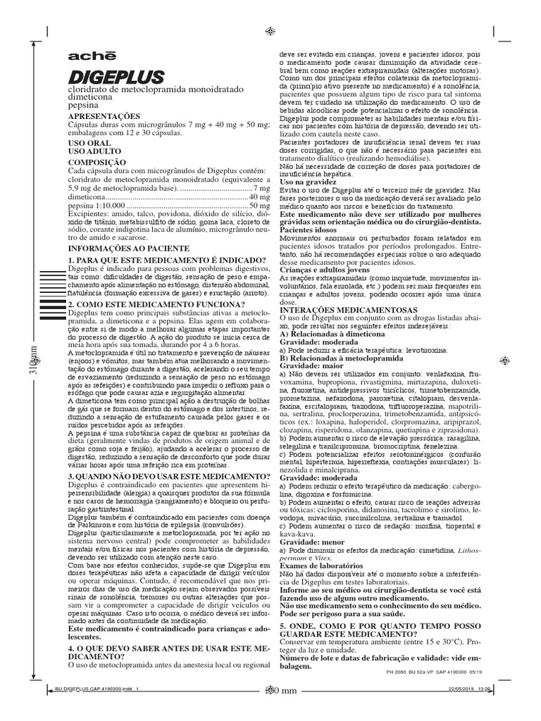 Bula Paciente Digeplus | PDF | Gravidez | Depressão