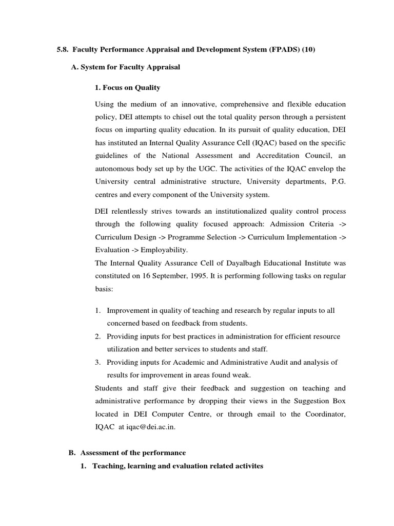 5.8. Faculty Performance Appraisal and Development System (FPADS) | Descargar gratis PDF ...
