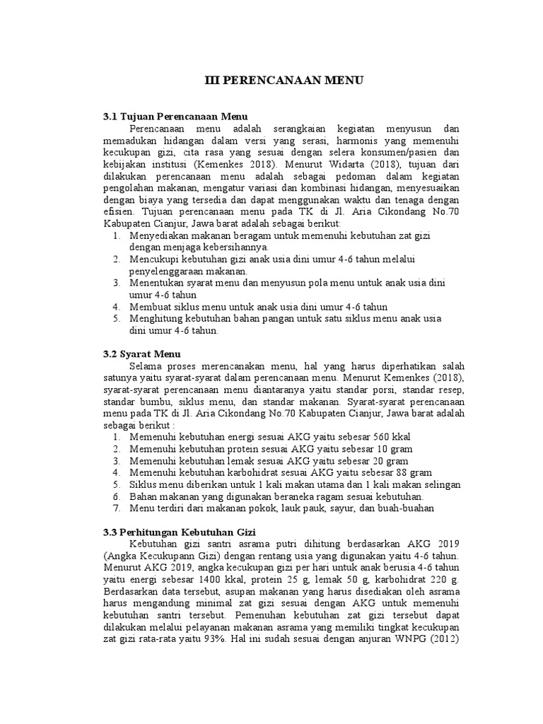 II Perencanaan Menu | PDF