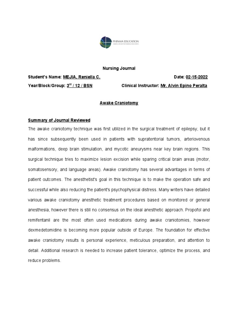 Craniotomy | PDF | Surgery | Anesthesia