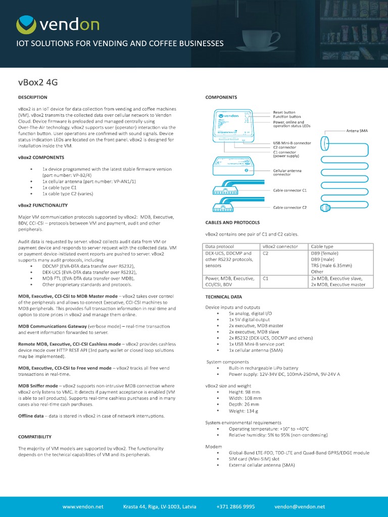 Vbox2 4G: Iot Solutions For Vending and Coffee Businesses | PDF | Cable ...