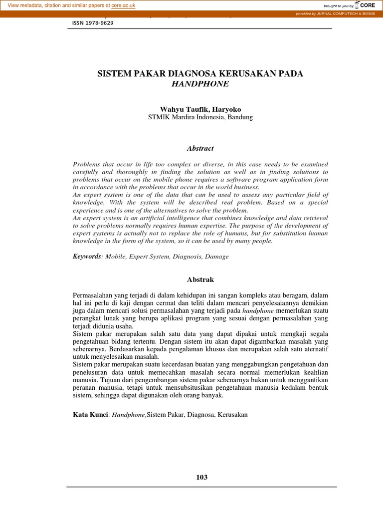 Sistem Pakar Diagnosa Kerusakan Pada: Handphone | PDF