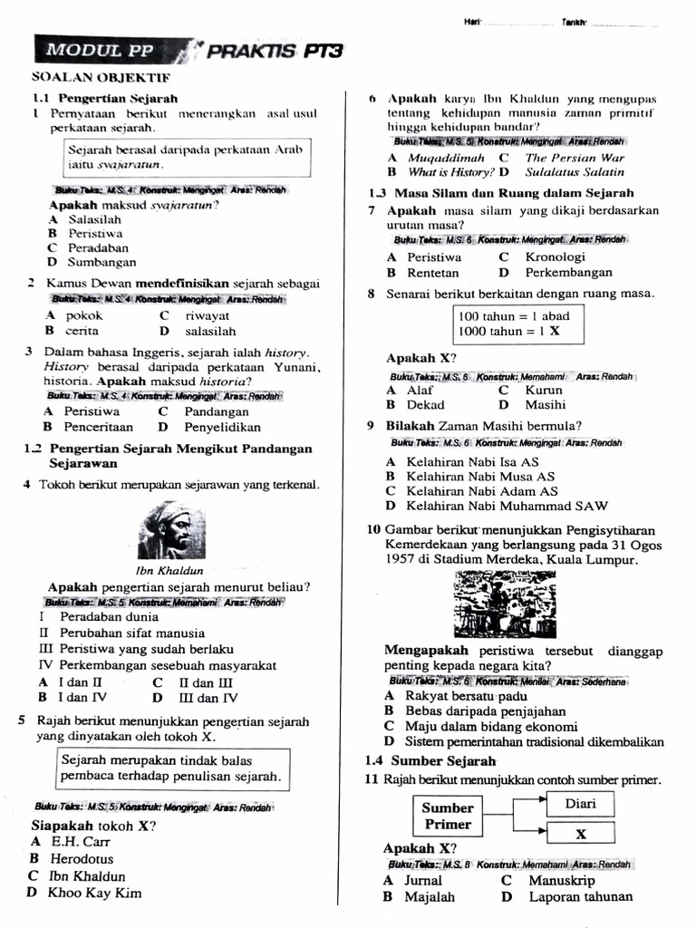 Latihan Form 1 Sejarah | PDF
