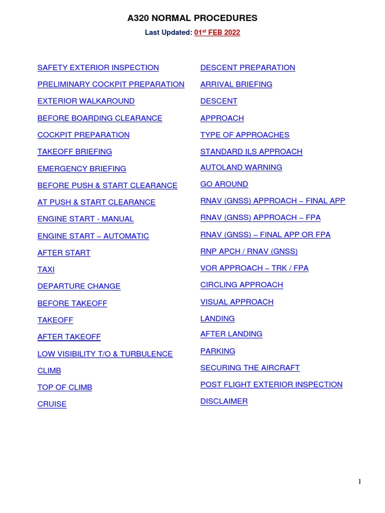 A320 Normal Procedures | PDF | Takeoff | Brake