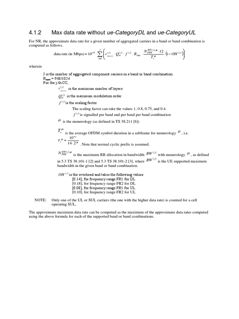 5G NR Data Rate Calculation | PDF | Bandwidth (Signal Processing) | Bit Rate
