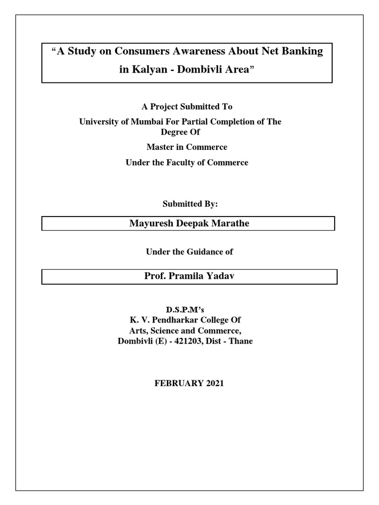 Consumer Awareness of Net Banking | PDF | Online Banking | Banks & Banking