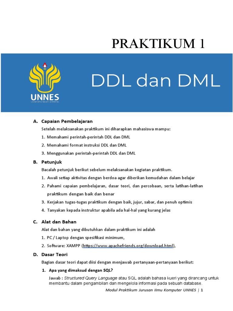 Modul Praktikum Basis Data 1 - DDL Dan DML - Gasal 2021-2022 | PDF